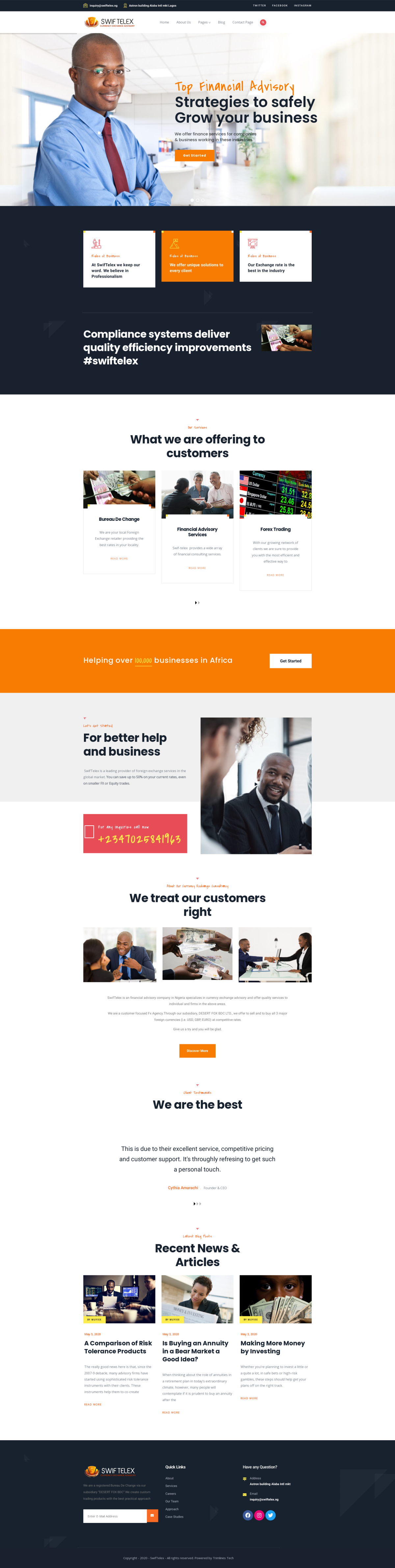 Website Design for Swif telex Currency Exchange – Trimlines Technology